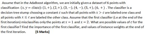 Solved Assume That In The Adaboost Algorithm We Are