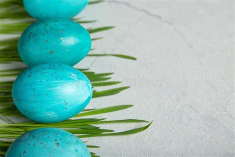 Easter Eggs On The Green Grass Close Up Stock Image Image Of Blue Holiday 170822575
