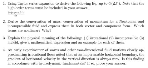 Solved 1 Using Taylor Series Expansion To Derive The