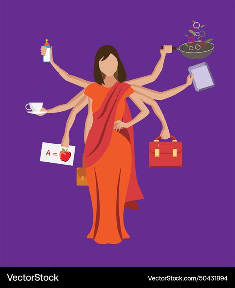 Multitasking Woman Concept Royalty Free Vector Image