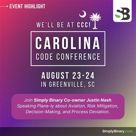 Simply Binary On Linkedin Simplybinary Aviation Carolinacodeconference Yeahthatgreenville