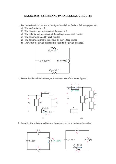 Assignment 2 Series And Parallel Dc Circuits Exercises Series And Parallel D Circuits For