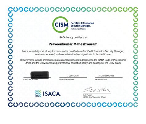 Praveen Maheshwaram On Linkedin Cism Isaca Informationsecurity Cybersecurity Tcs