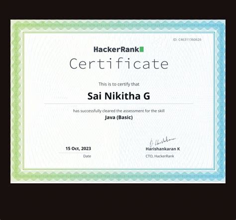 Earned A Hackerank Certification Sai Nikitha Posted On The Topic