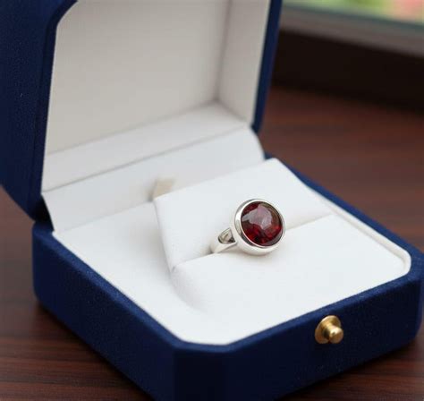 Garnet Ring 925 Sterling Silver Round Garnet Ring For Woman Garnet
