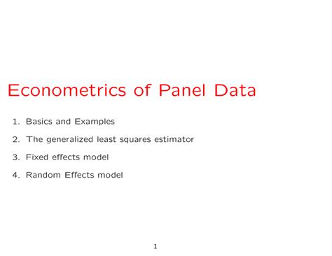 Pdf Regression With Panel Data
