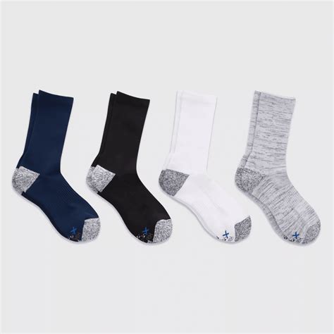 Hanes Moves Premium Mens Performance Crew Socks 4pk Navyblackgray 6 12