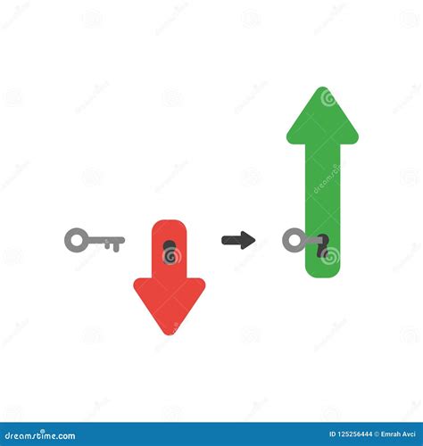 Vector Icon Concept Of Arrow Moving Down With Keyhole Key Unlock And Arrow Moving Up Stock