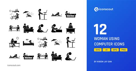 Download Woman Using Computer Icon Pack Available In SVG PNG Icon Fonts