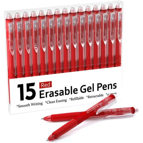 Erasable Gel Pens 15 Pack Red Retractable Erasable Pens Clicker Fine