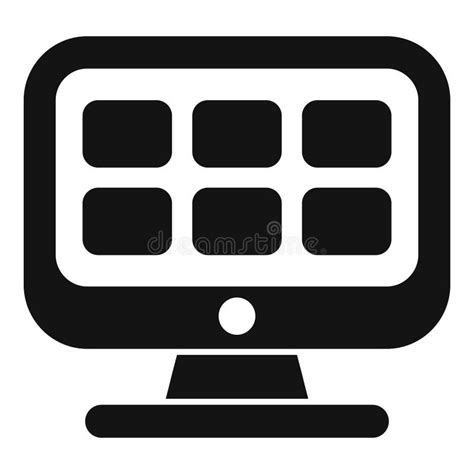 Computer Monitor Displaying Nine Blank Windows Icon Stock Vector