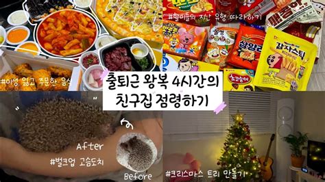 출퇴근 왕복 4시간의 친구집 점령기 배달음식 푸파 크리스마스 준비🎄 고슴뚱땡이🦔 Youtube