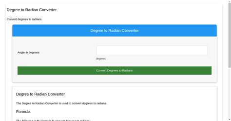 Degree To Radian Converter