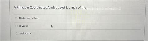 Solved A Principle Coordinates Analysis Plot Is A Map Of
