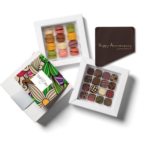 Happy Anniversary Assorted Box Of Chocolates And Mini Macarons And