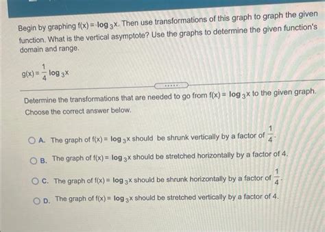 solved begin by graphing f x log 3x then use