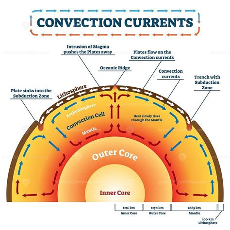 Convection Currents Vector Illustration Vectormine Convection Currents Plate Tectonics