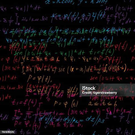 필기 수학 공식 수학 관계 또는 기호로 표현 된 규칙 덧셈 뺄셈 곱셈 분할 과 같은 다양한 작업과 원활한 끝없는 패턴 배경 0