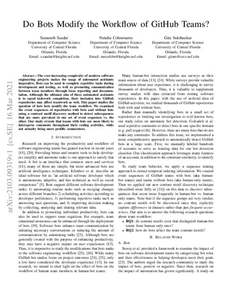 Pdf Do Bots Modify The Workflow Of Github Teams