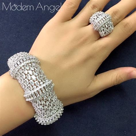 Modemangel 2 шт браслеты кольцо роскошный кубический цирконий Открытый браслет изменяемый
