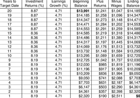 Present Value Calculation 20 Year Target Date Assuming Life Cycle