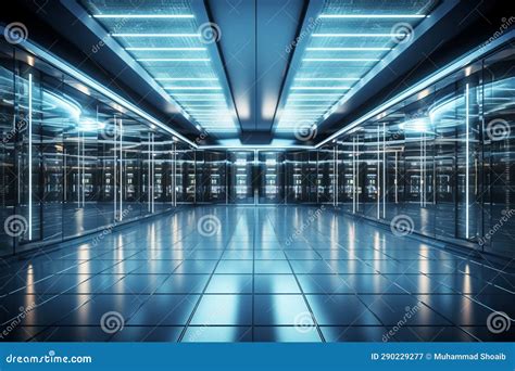 Server Racks In A Data Center Highlight The Concept Of Big Data And Cloud Computing Stock