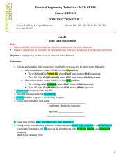 EET Lab Basic Instructions Docx Electrical Engineering Technician AMAT SETAS Course EET