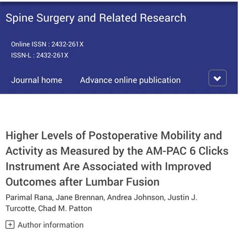 Parimal Rana On Linkedin Big Week Here Is Another Spine Paper Looking At The 6 Clicks Grading
