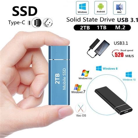 Tb Tb Tb Ssd Mobile Solid State Drive Storage Device Hard Drive Computer Portable Type C Usb
