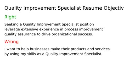 Top 17 Quality Improvement Specialist Resume Objective Examples
