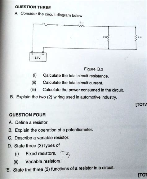 Question Three A Consider The Circuit Diagram Below 12v 6 2 4