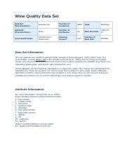 Wine Quality Data Set Analyzing Physicochemical And Sensory Course Hero