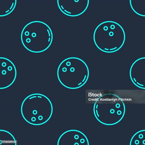 녹색 라인 볼링 공 아이콘 은 파란색 배경에 원활한 패턴을 격리 스포츠 장비 벡터 일러스트레이션 배경 주제에 대한 스톡 벡터 아트 및 기타 이미지 Istock