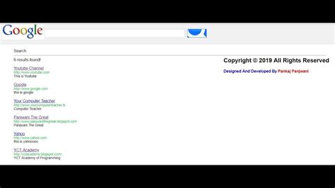 Search Engine Project Php Mysql By Pankaj Panjwani Youtube