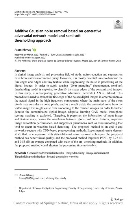 Additive Gaussian Noise Removal Based On Generative Adversarial Network Model And Semi Soft