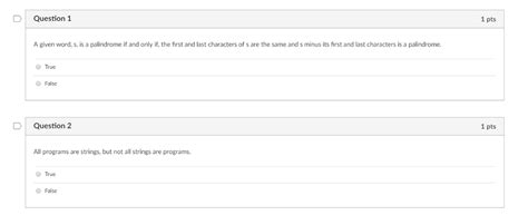 Solved D Question 1 1 Pts A Given Word S Is A Palindrome