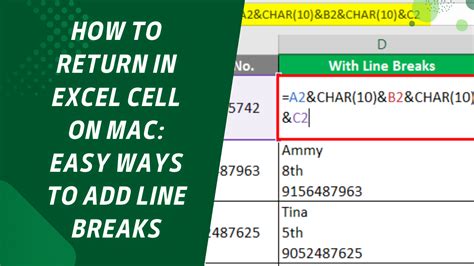 How To Return In Excel Cell On Mac Easy Ways To Add Line Breaks Earn