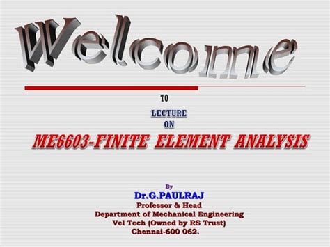 Introduction To Finite Element Analysis Ppt