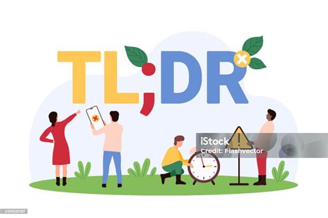 Ilustración De Abreviatura Tldr Too Long Didnt Read Personas Que Señalan El Texto Tldr Del