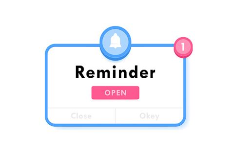 이벤트 사업 계획 시간표 또는 날짜 알림에 대한 알림 알림 벨이 있는 알림 팝업 상자 현대 플랫 스타일 벡터 그림 0명에 대한 스톡 벡터 아트 및 기타 이미지 Istock