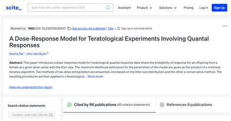 A Dose Response Model For Teratological Experiments Involving Quantal