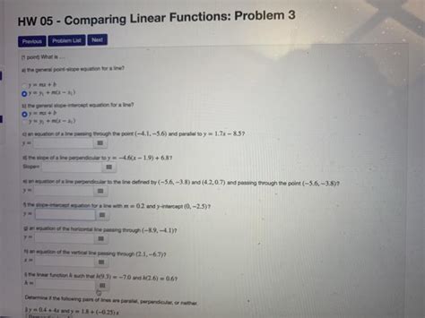 Solved Hw 05 Comparing Linear Functions Problem 3