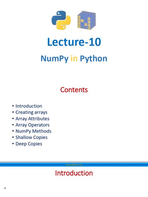 Lecture 10 Numpy In Python Pdf