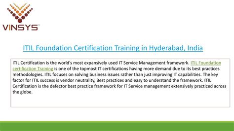 Ppt Itil Certification Training Hyderabad By Vinsys Powerpoint