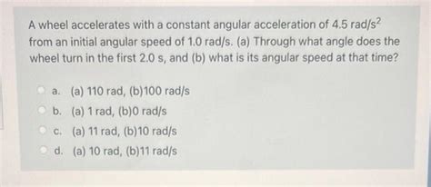Solved A Wheel Accelerates With A Constant Angular Chegg