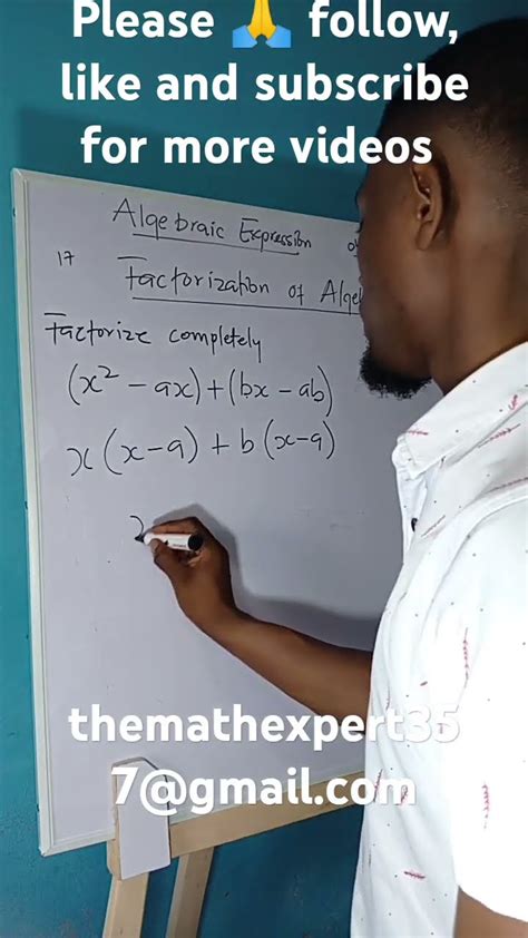 Algebraic Expressions 16 Factorization Of Algebraic Part 3 Youtube