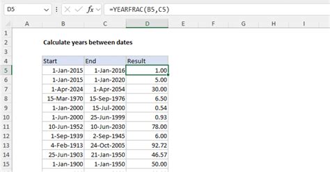 Calculate Years Between Dates Excel Formula Exceljet
