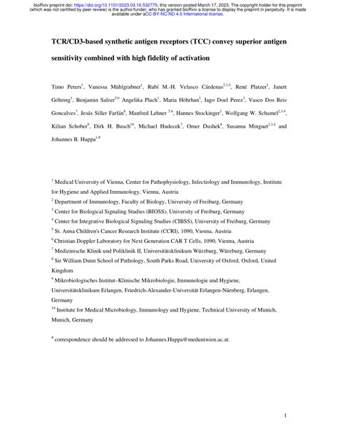 Pdf Tcr Cd3 Based Synthetic Antigen Receptors Tcc Convey Superior