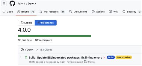 jquery 4 0 开发进度：已完成 99 oschina 中文开源技术交流社区