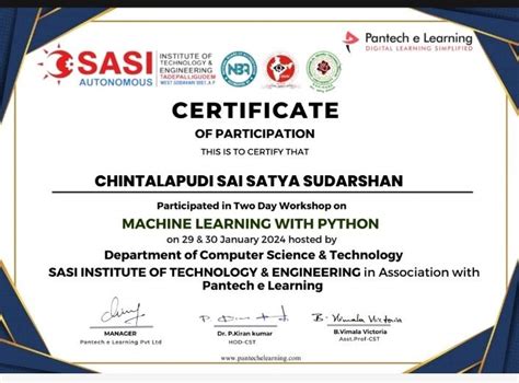 Sudarshan Chintalapudi On Linkedin Machinelearning Python Certification